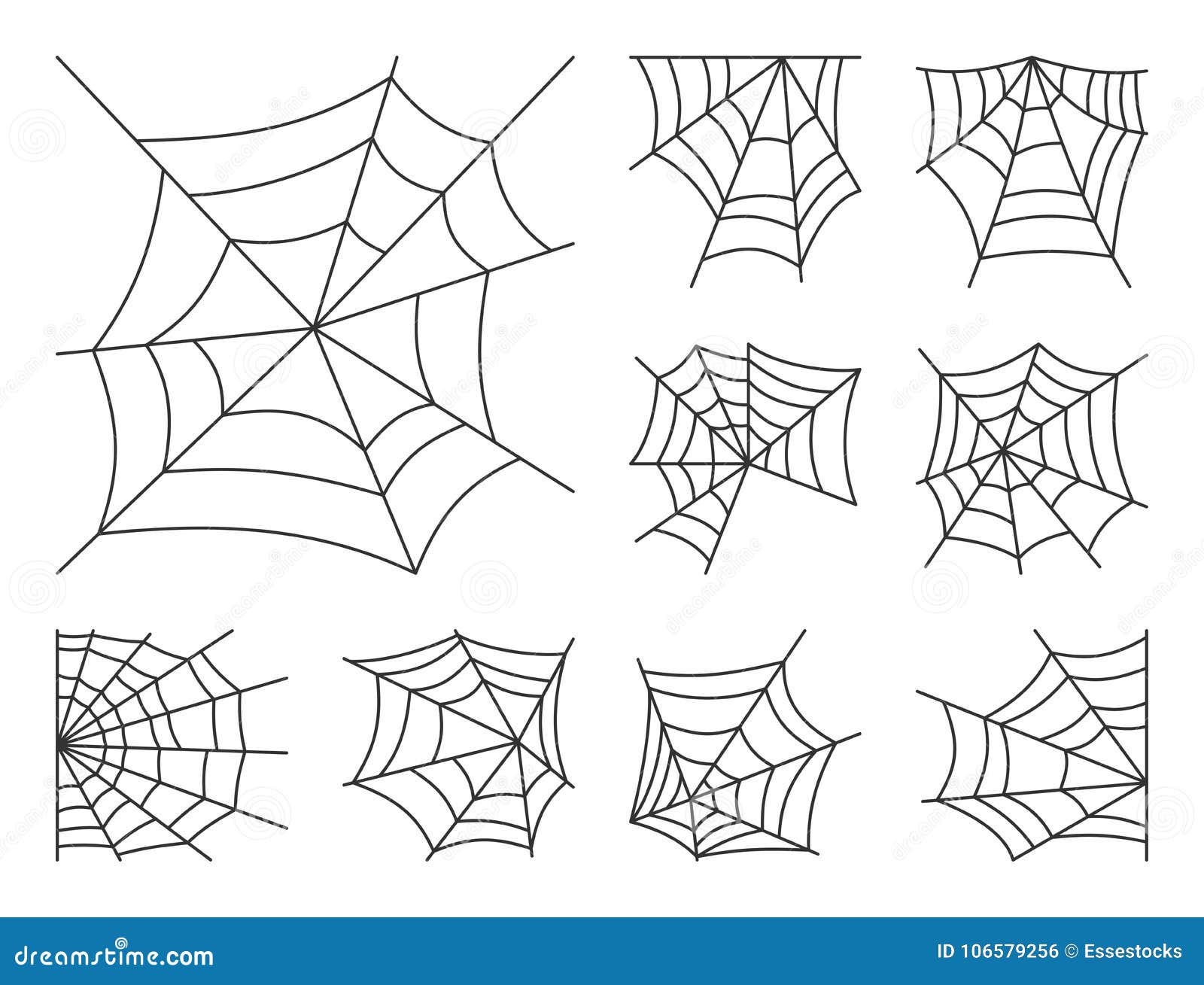 Spider Web Thin Line Icon Set Editable Stroke Stock Vector ...