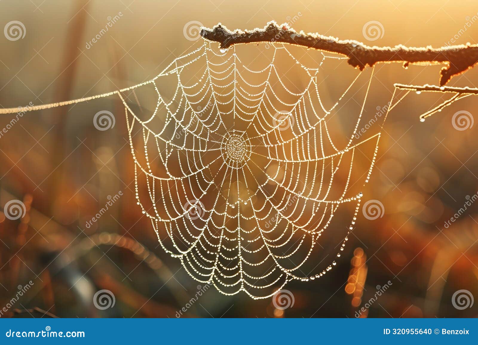 Spider Web on Tree Branch Shows Connection between Plants and ...