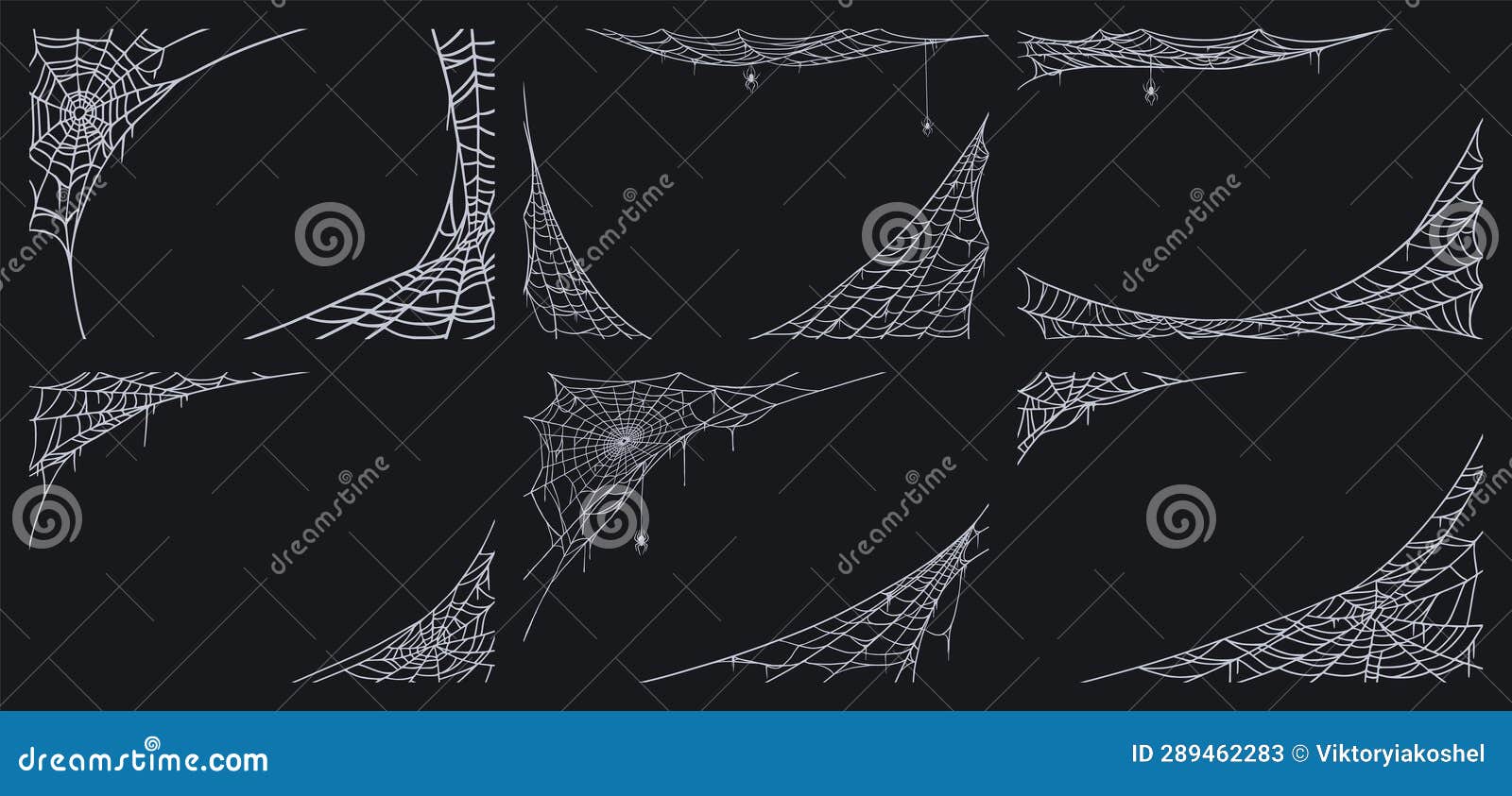 Spider Web Vector Background Art Set Stock Vector - Illustration of ...
