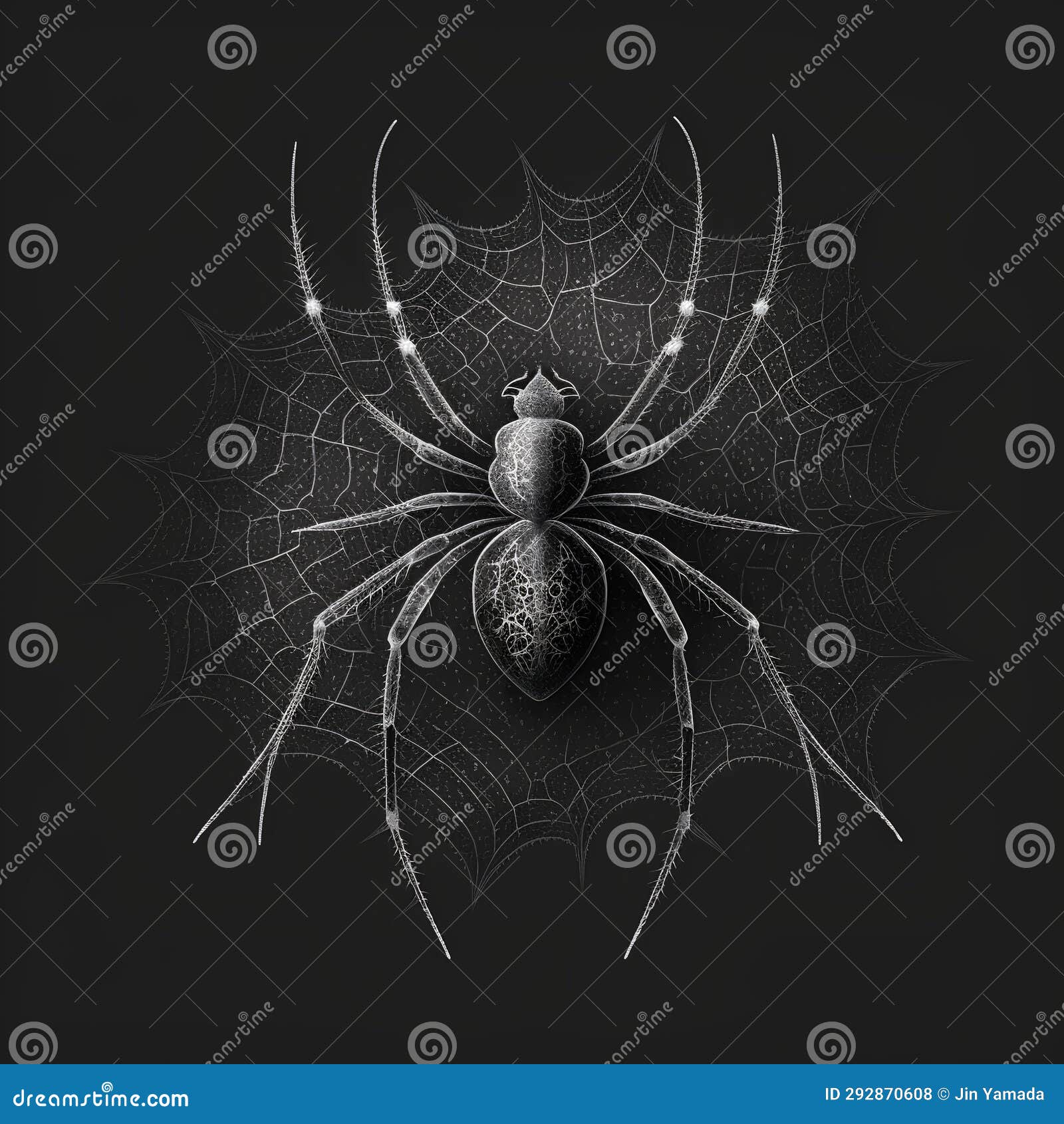 Spider on a Web. Vector Illustration of a Spider on a Web Stock ...