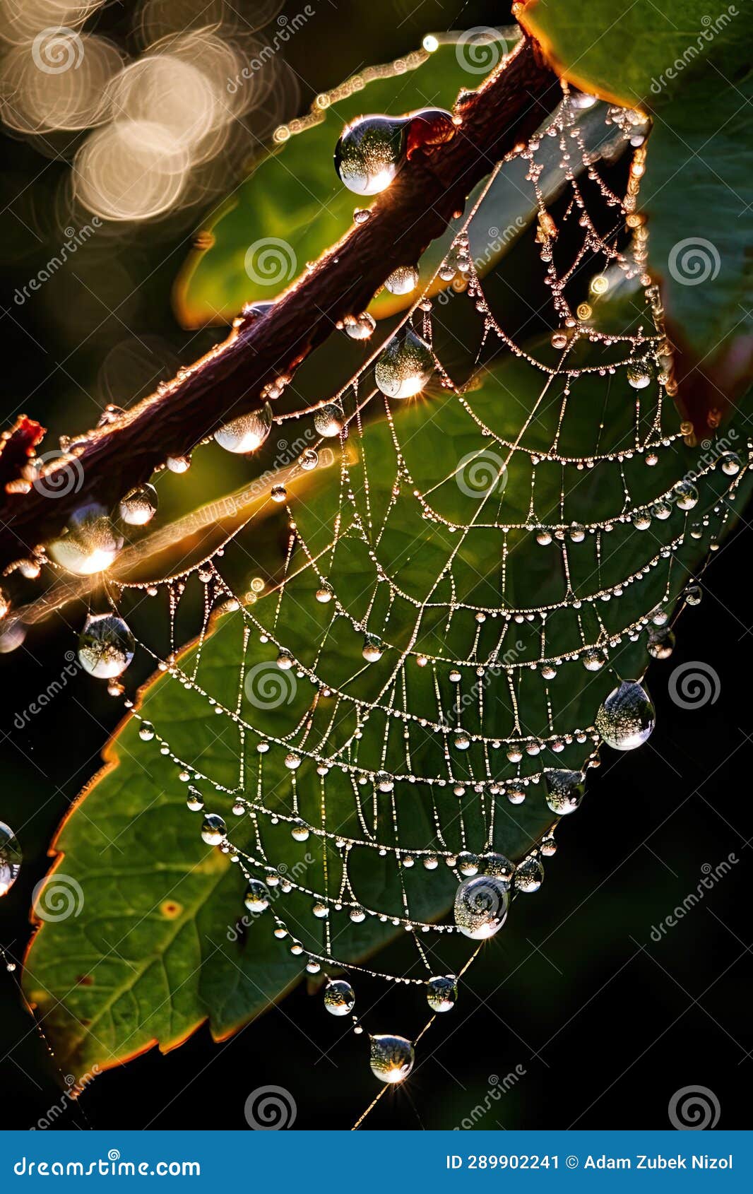 A Spider Web with Water Droplets on it Stock Illustration ...