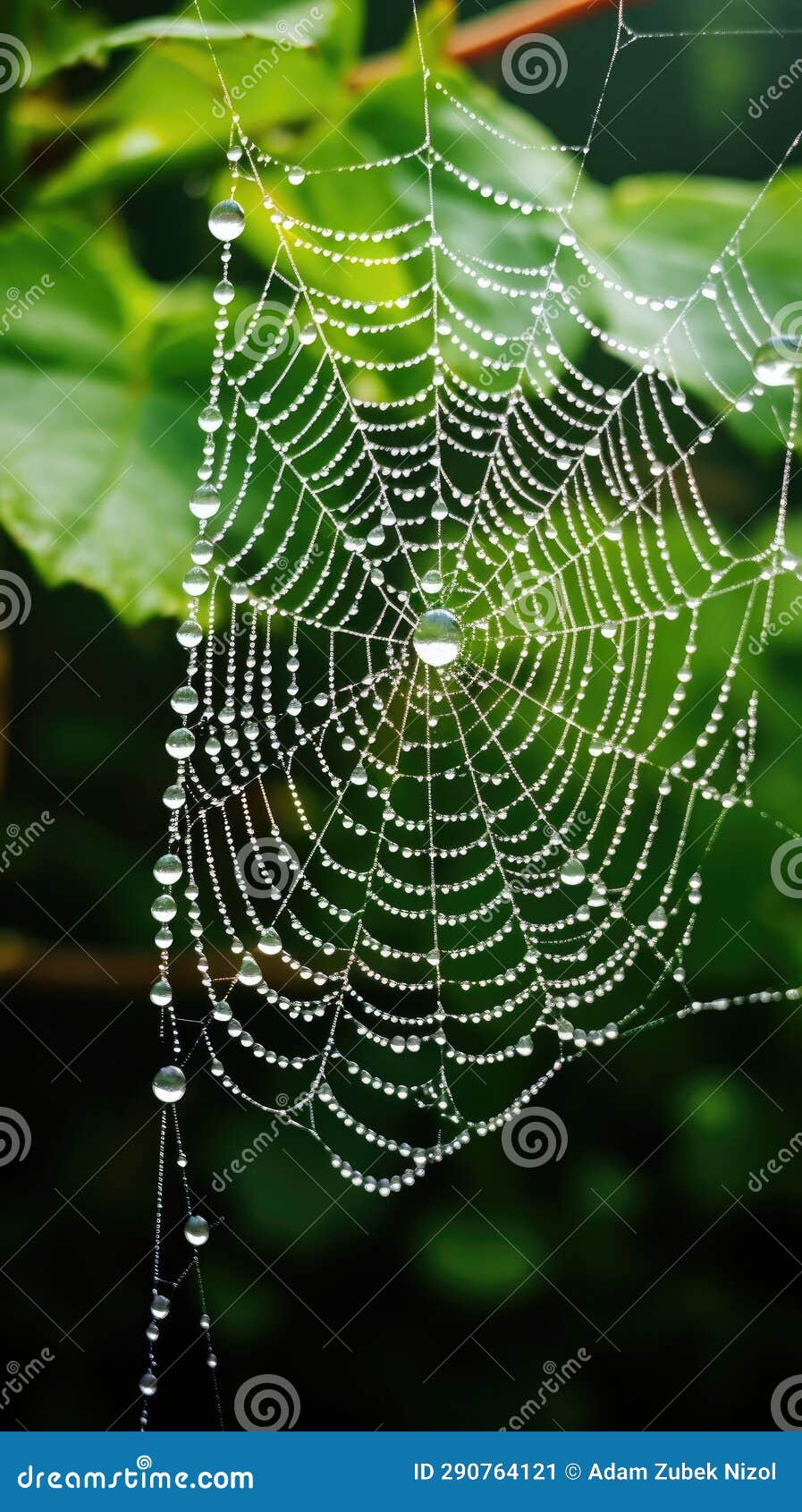 A Spider Web with Water Droplets on it Stock Image - Image of generated ...