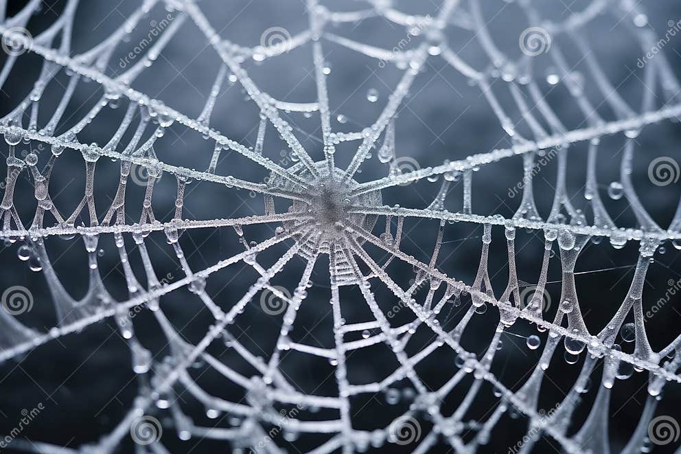 A Spider Web with Water Droplets on it Stock Illustration ...