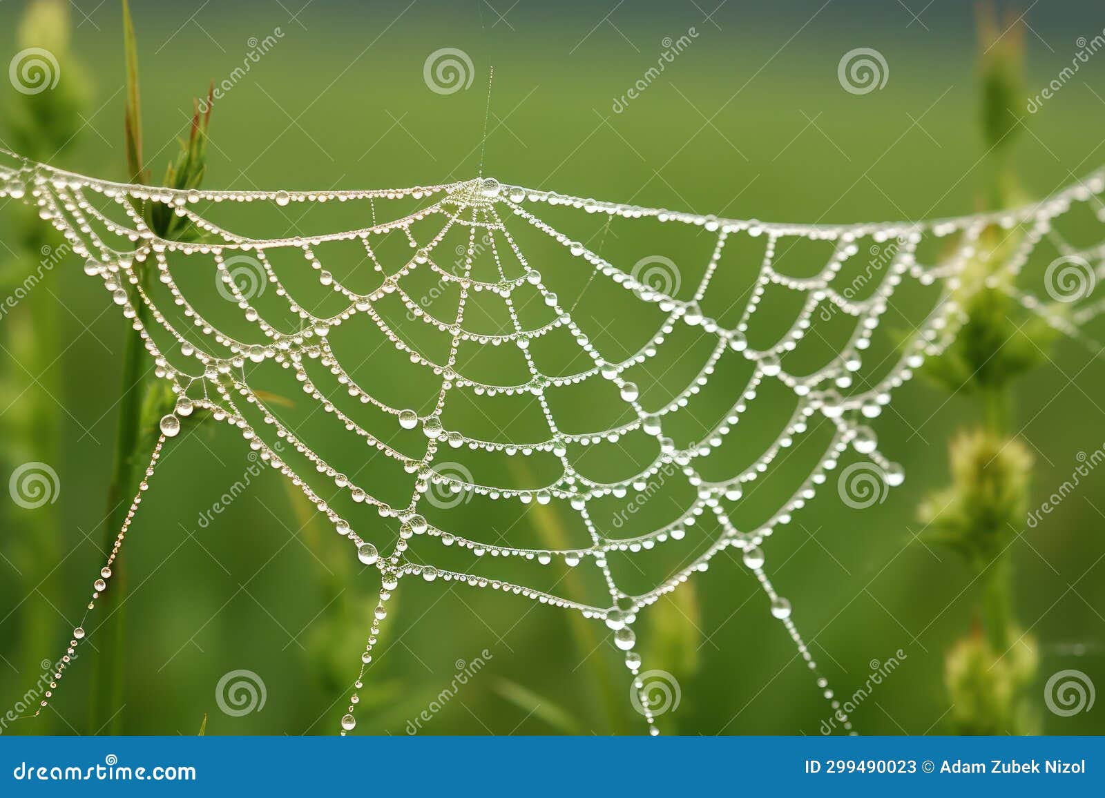 A Spider Web with Water Droplets on it Stock Illustration ...
