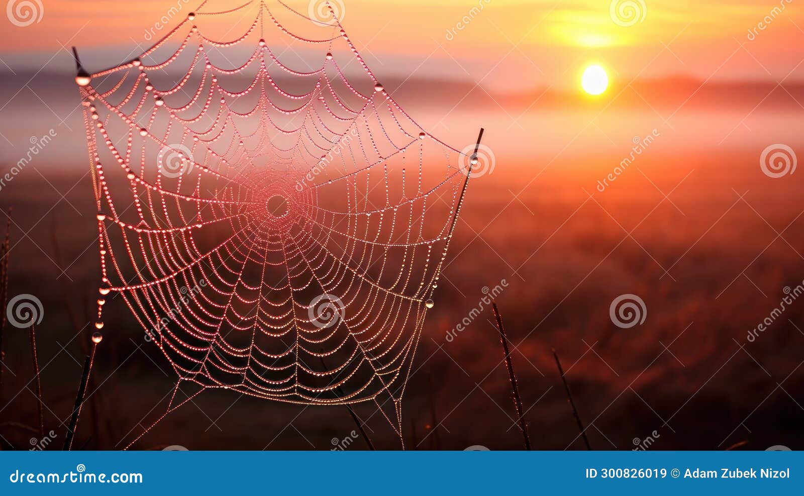 A Spider Web with Water Droplets on it Stock Illustration ...