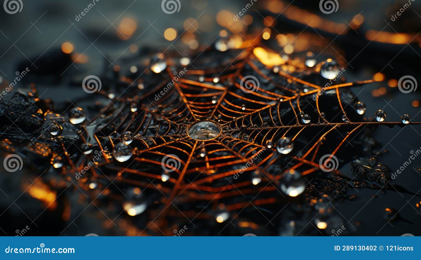 A Spider Web with Water Droplets on it Stock Illustration ...