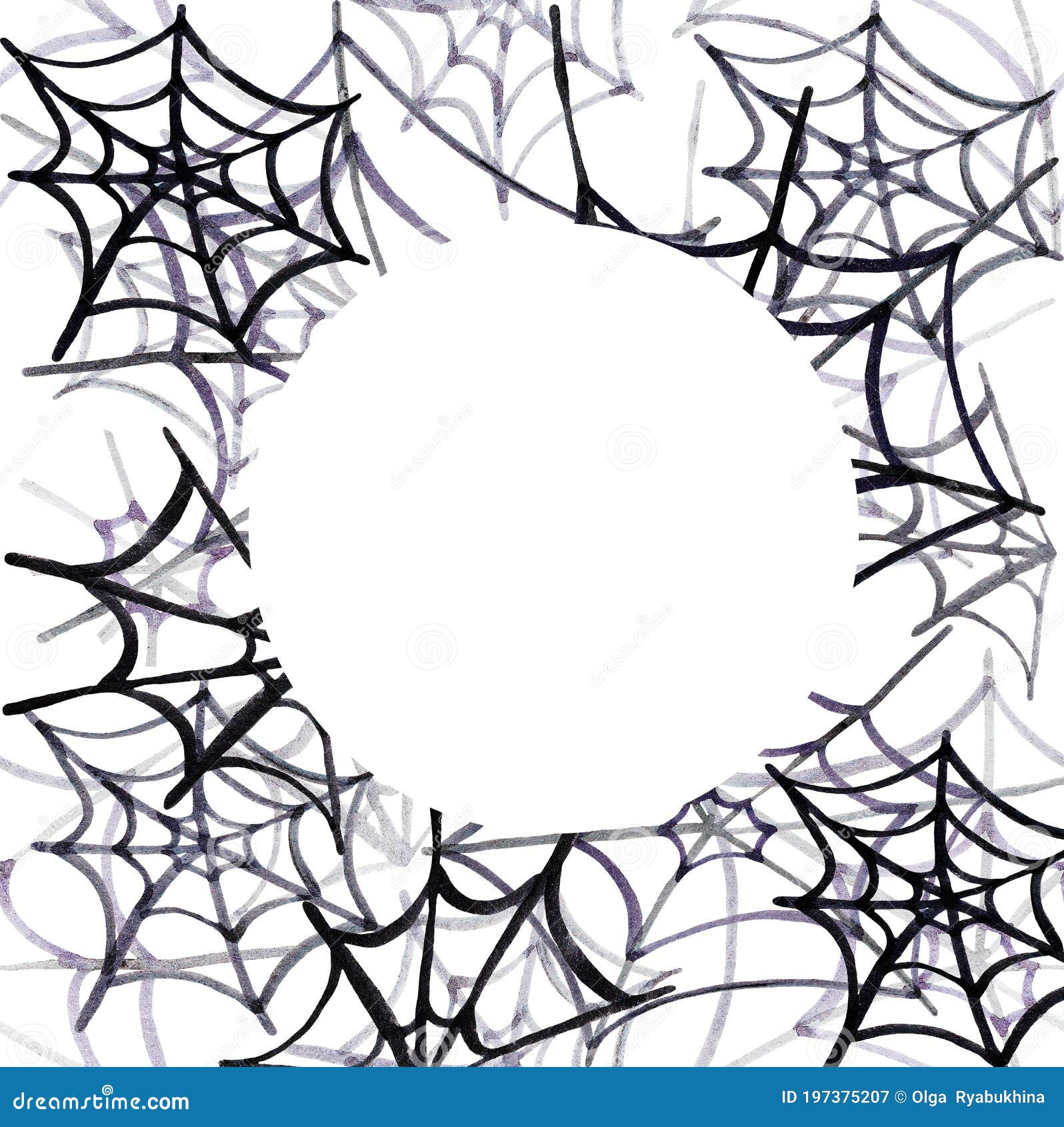 Spider Web. Frame. Watercolor Stock Illustration - Illustration of ...