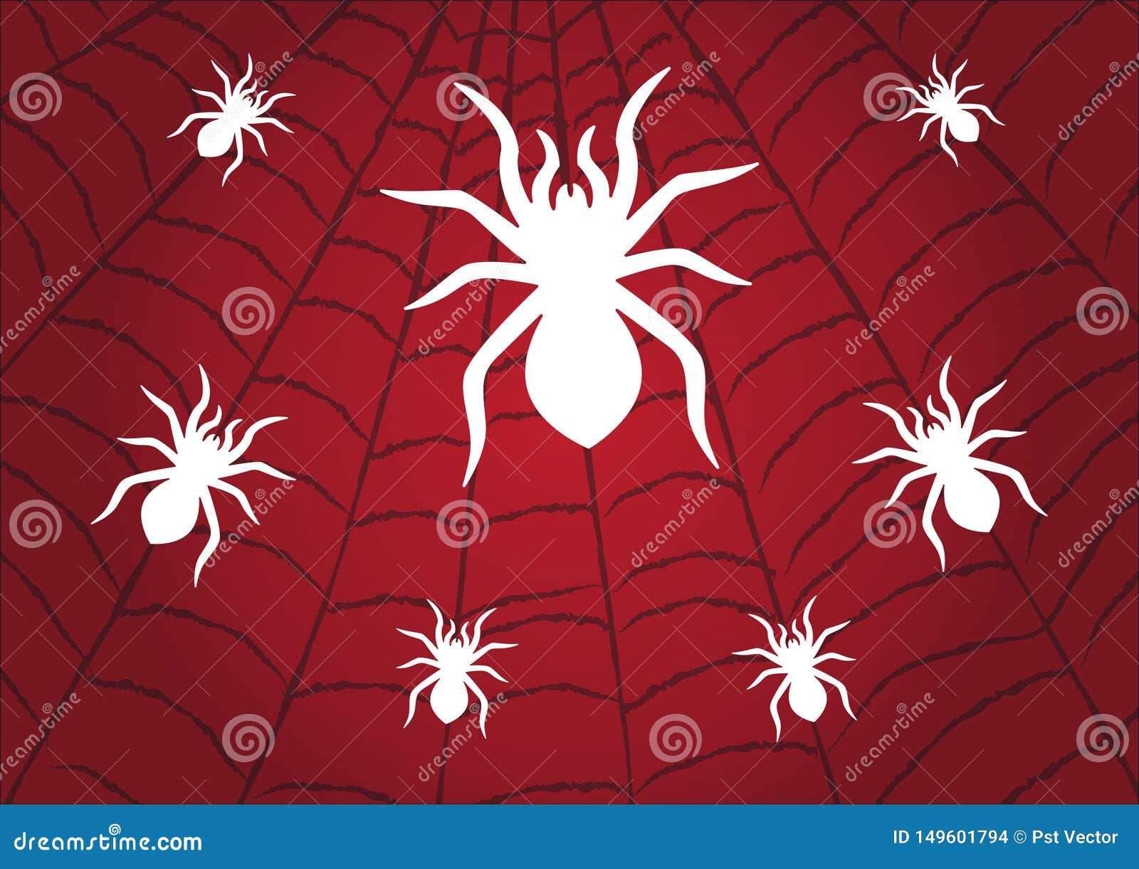 Spider White on Cobweb Red Background. Vector Illustration Design Stock ... Spider White on Cobweb Red Background. Vector Illustration Design Stock ...
