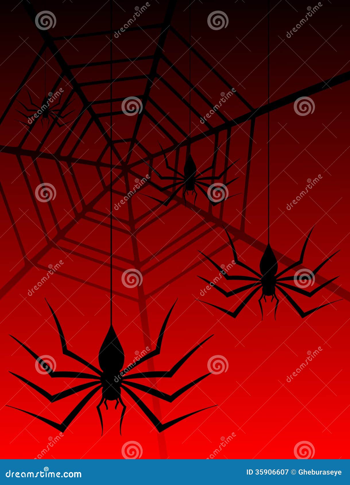 Spiders Background in Red Tones Stock Illustration - Illustration of ...