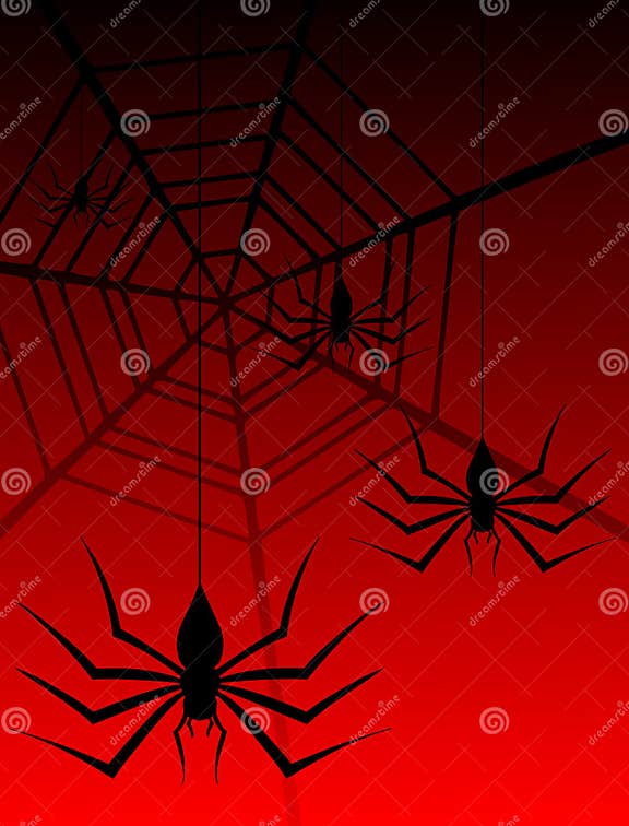 Spiders Background in Red Tones Stock Illustration - Illustration of ...