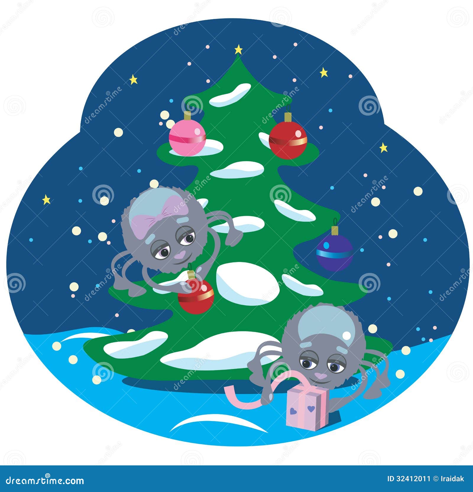 Spiders with a Christmas Tree Stock Vector - Illustration of funny ...