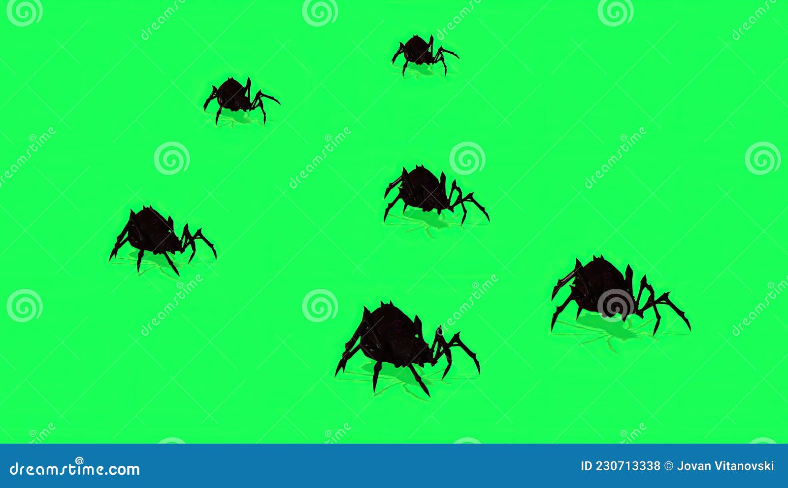 Spiders On Green Screen Creepy Crawling Royalty-Free Illustration ...