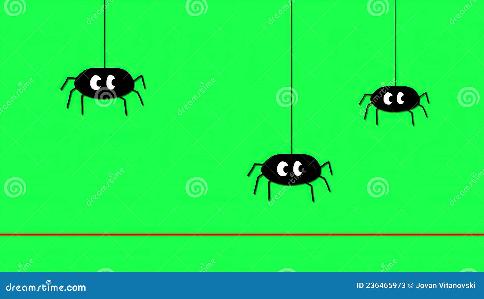 Spiders Hanging from String on Green Screen Stock Illustration ...