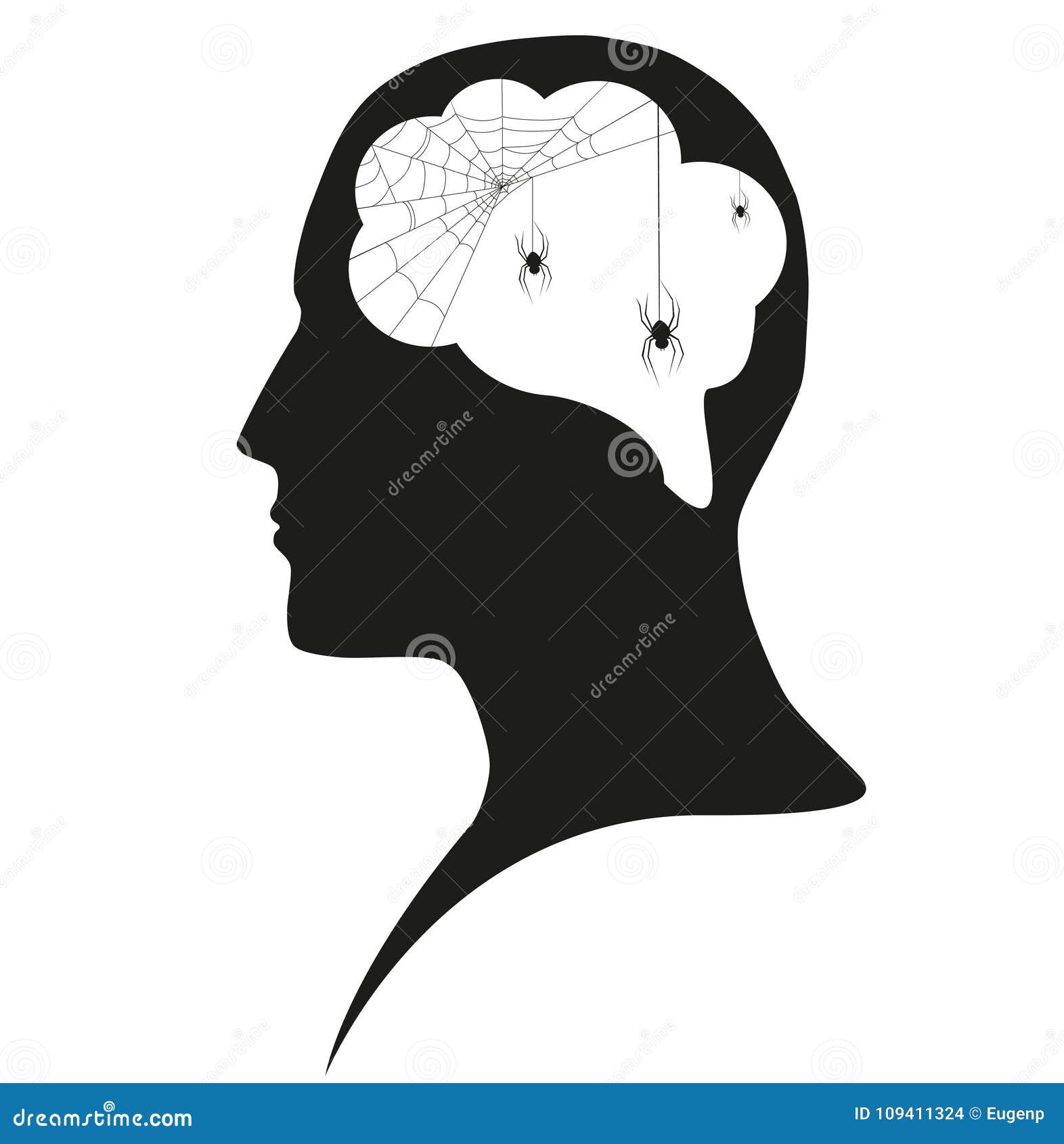 Spiders in human mind stock vector. Illustration of icon - 109411324
