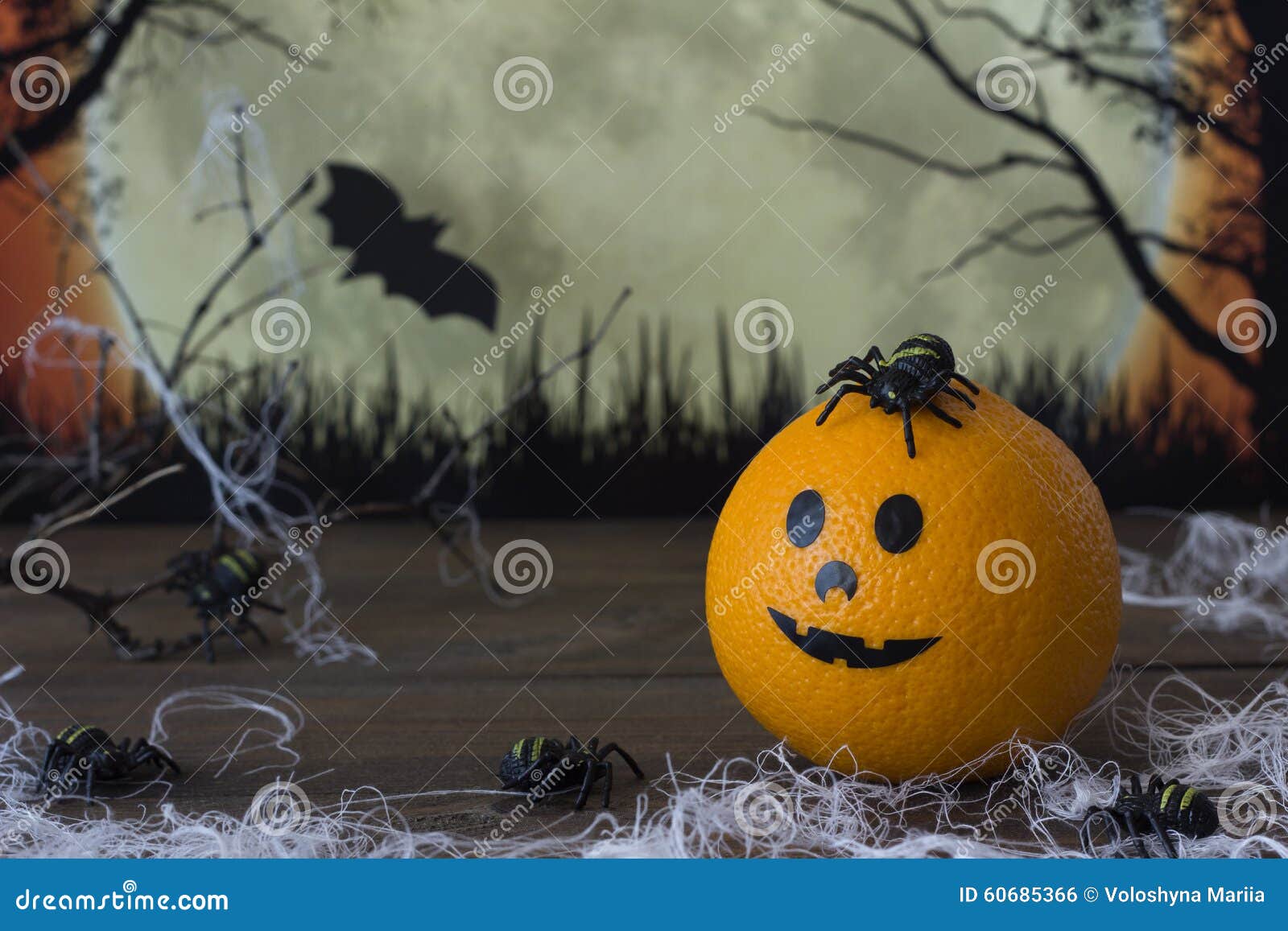 Spiders, Night , Orange for Halloween Stock Photo - Image of decoration ...