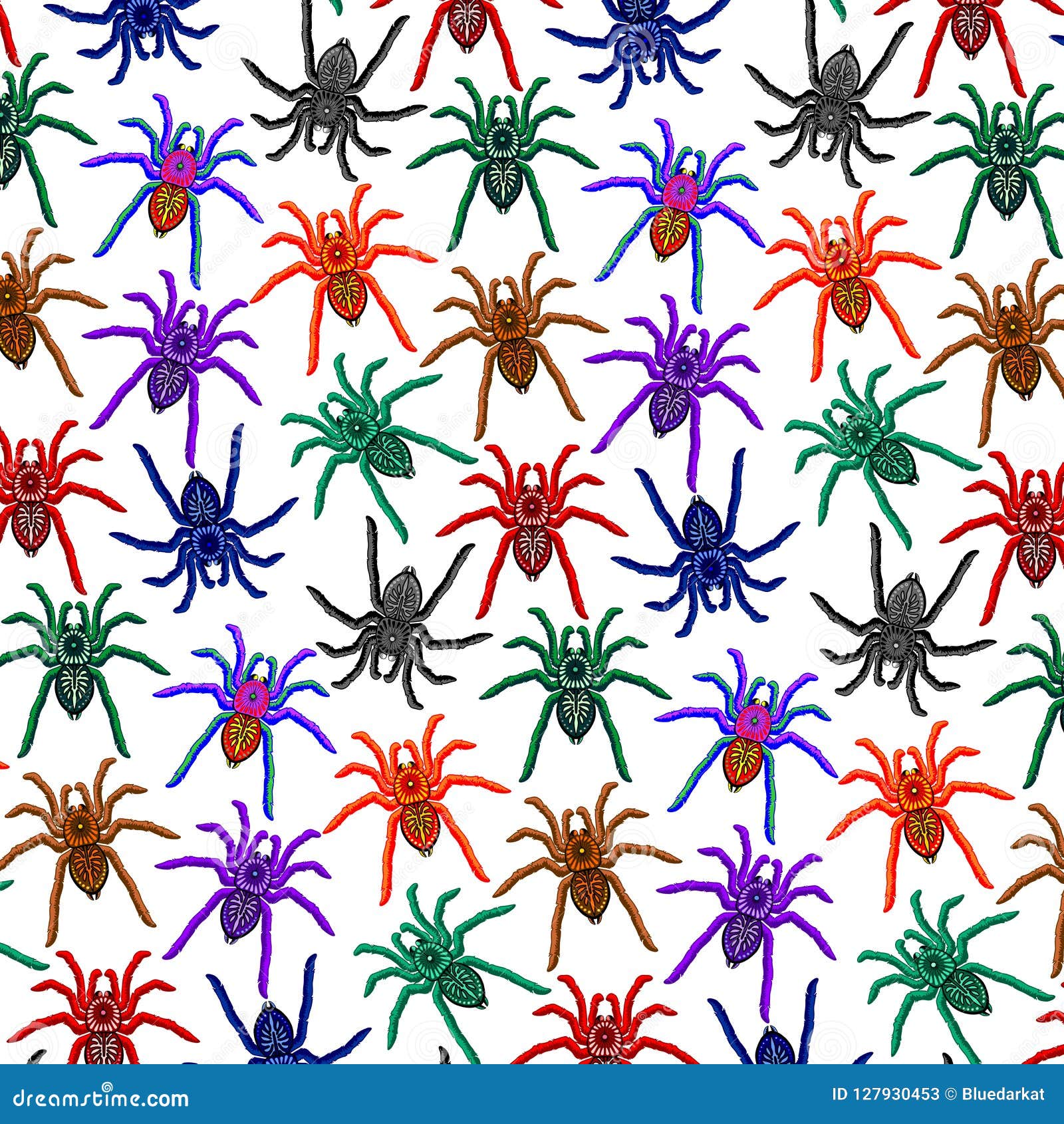 Spiders Pattern Colorful Tarantulas Stock Vector - Illustration of ...