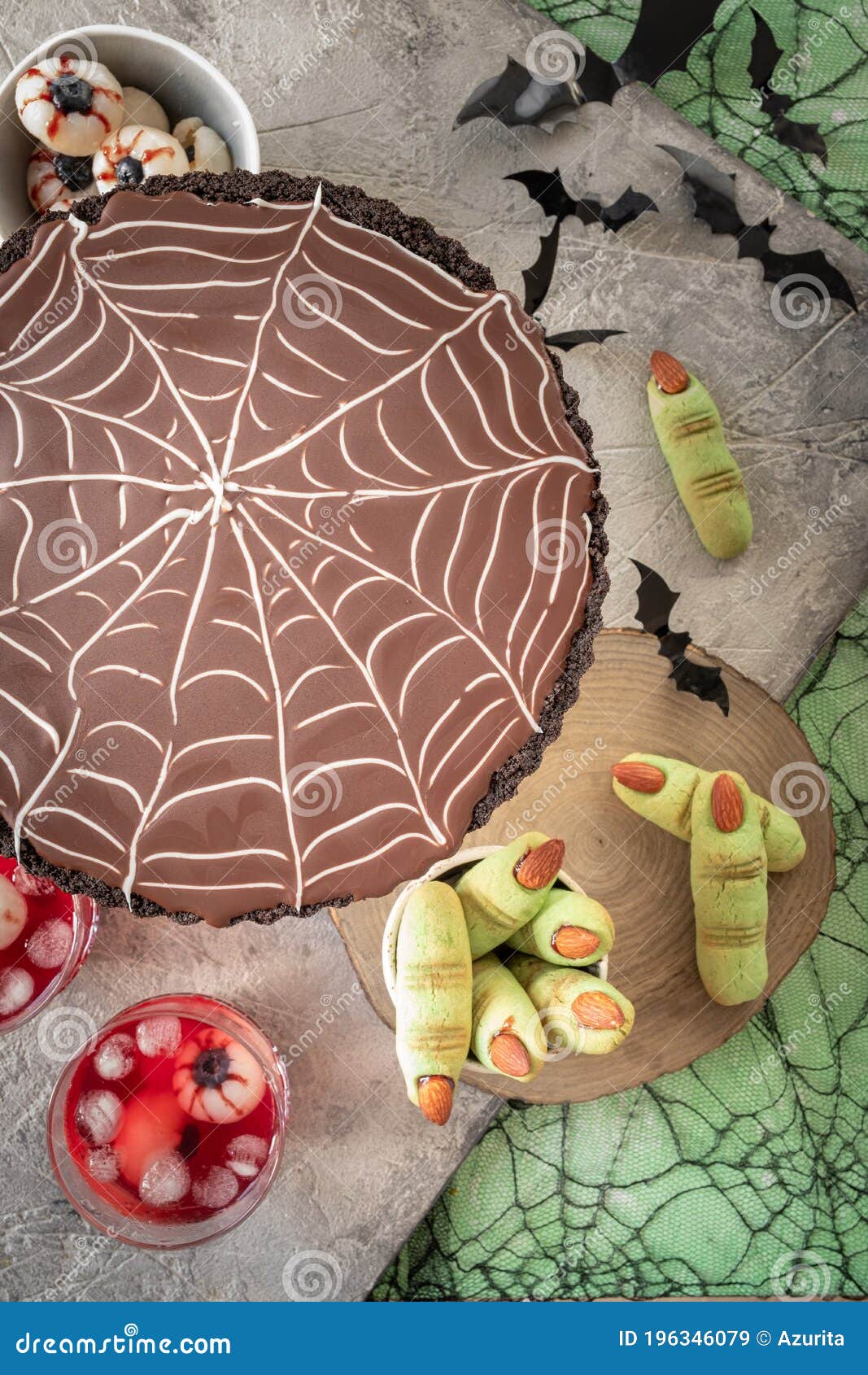 Spiders web chocolate tart stock image. Image of homemade - 196346079