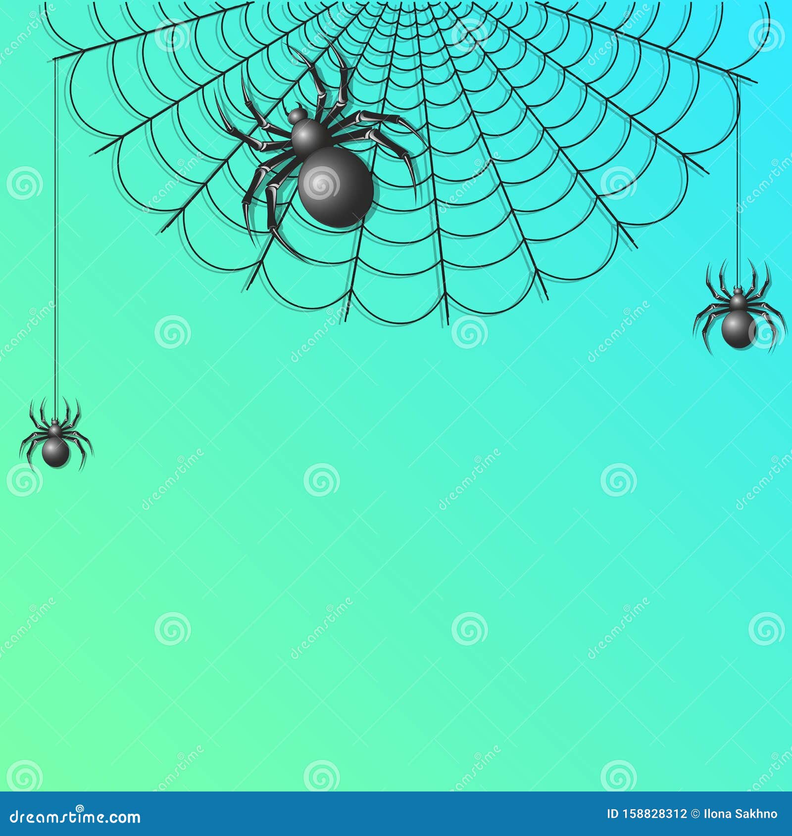 Spiders on a Web, on a Light Background, Eps 10 Stock Vector ...
