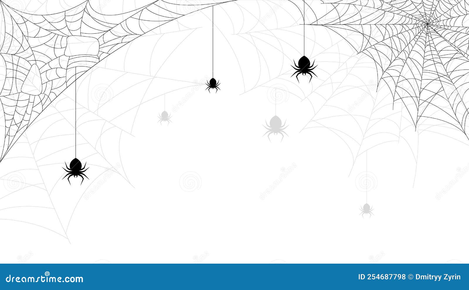Spiders on Web with White Background. Halloween Background Design ...