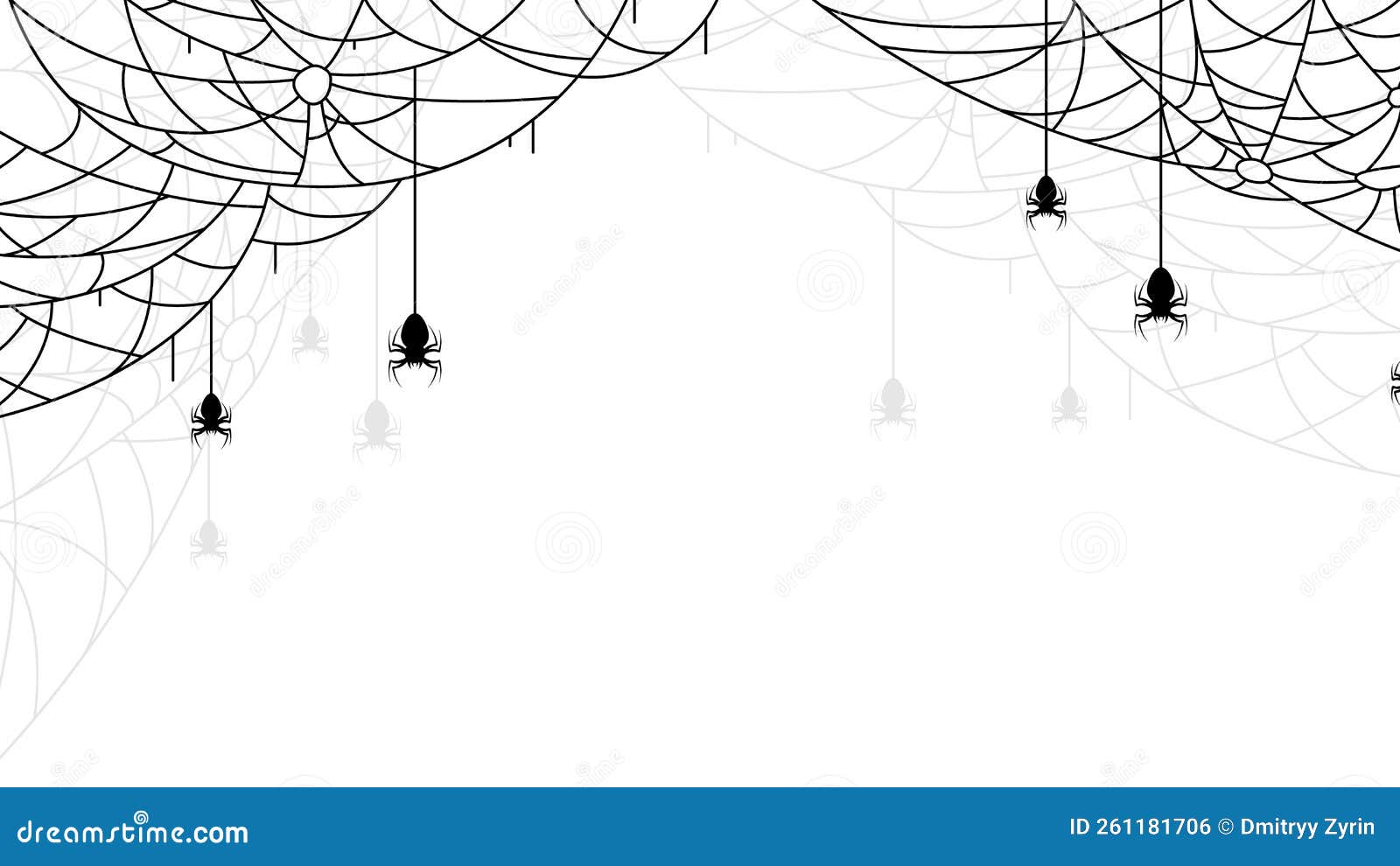 Spiders on Web with White Background. Halloween Background Design ...