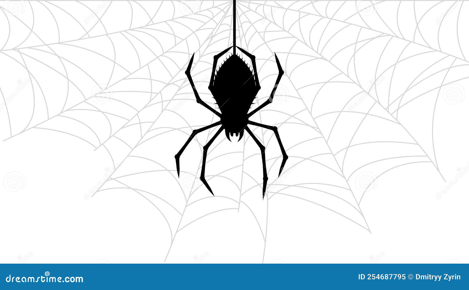 Spiders on Web with White Background. Halloween Background Design ...