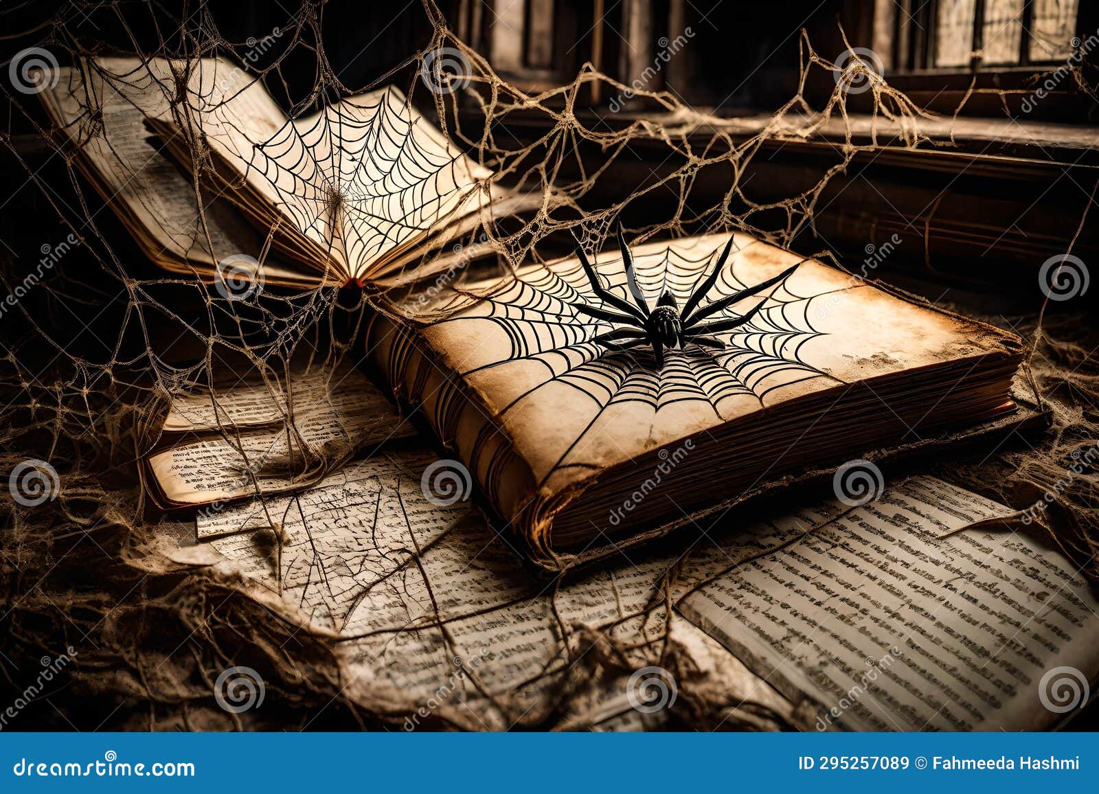 A Spiderweb-covered, Ancient Book Opened To a Page of Sinister ...