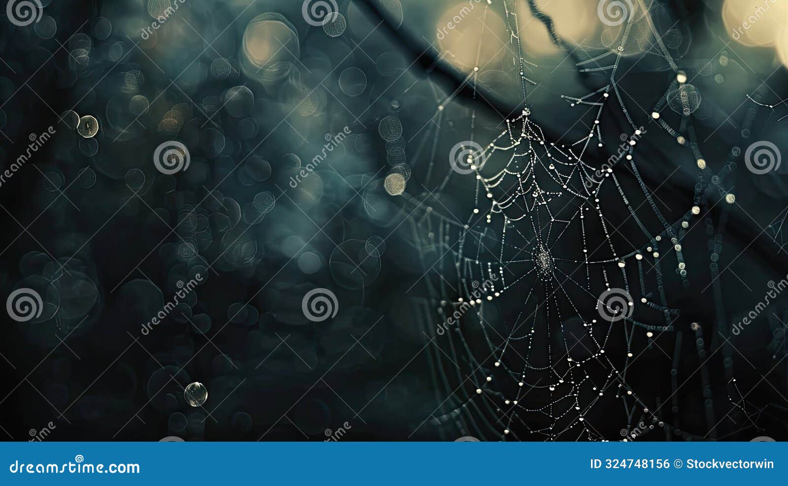 Spiderweb dark bokeh stock illustration. Illustration of bokeh - 324748156