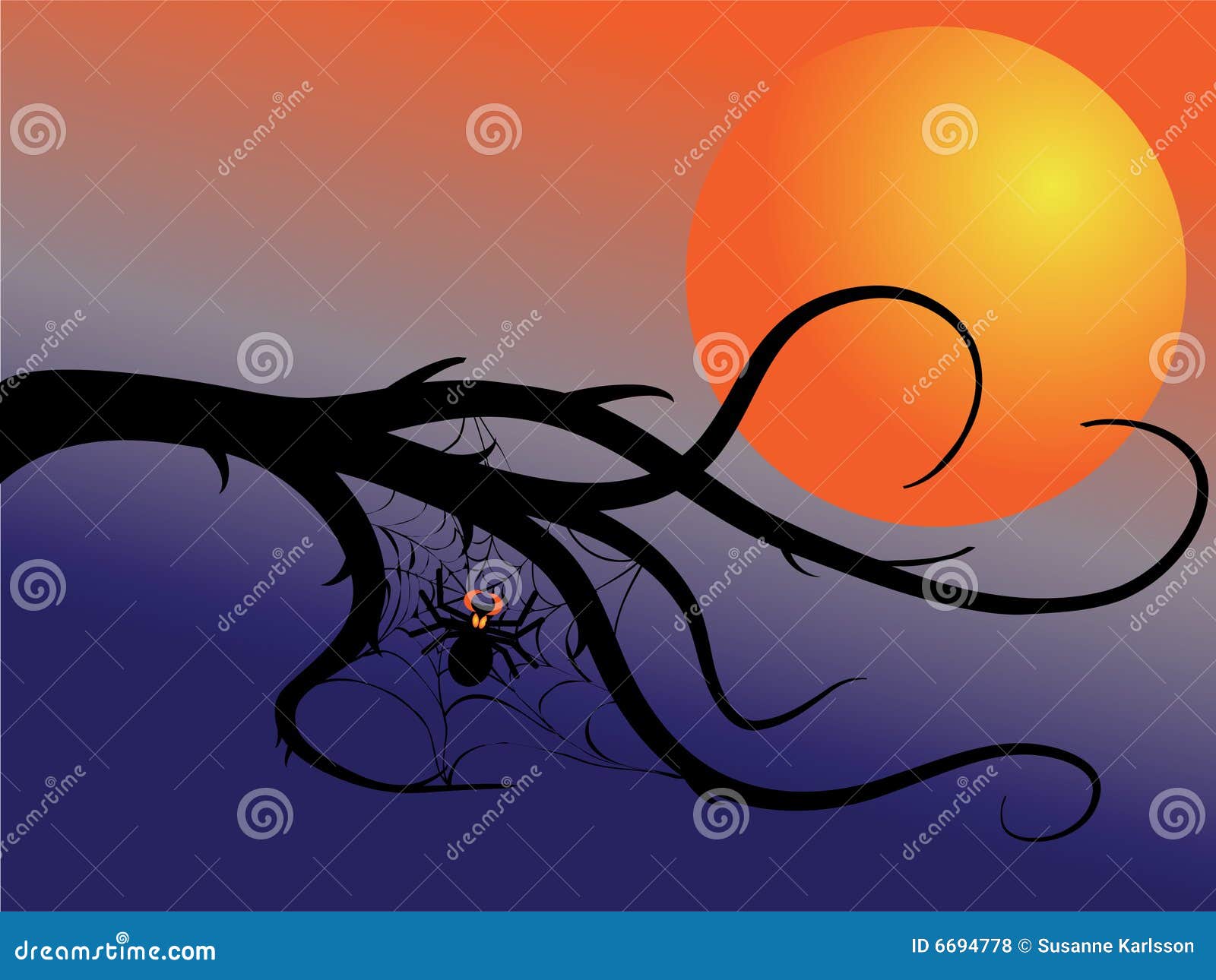 Spiderweb and moon stock vector. Illustration of vector - 6694778