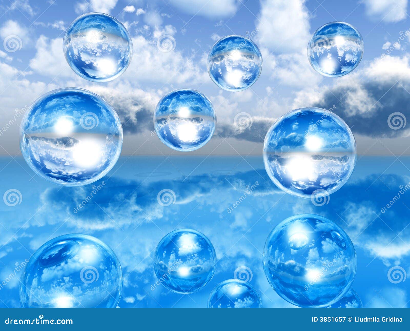 Spiegelkugeln stock abbildung. Illustration von blau, landschaft - 3851657