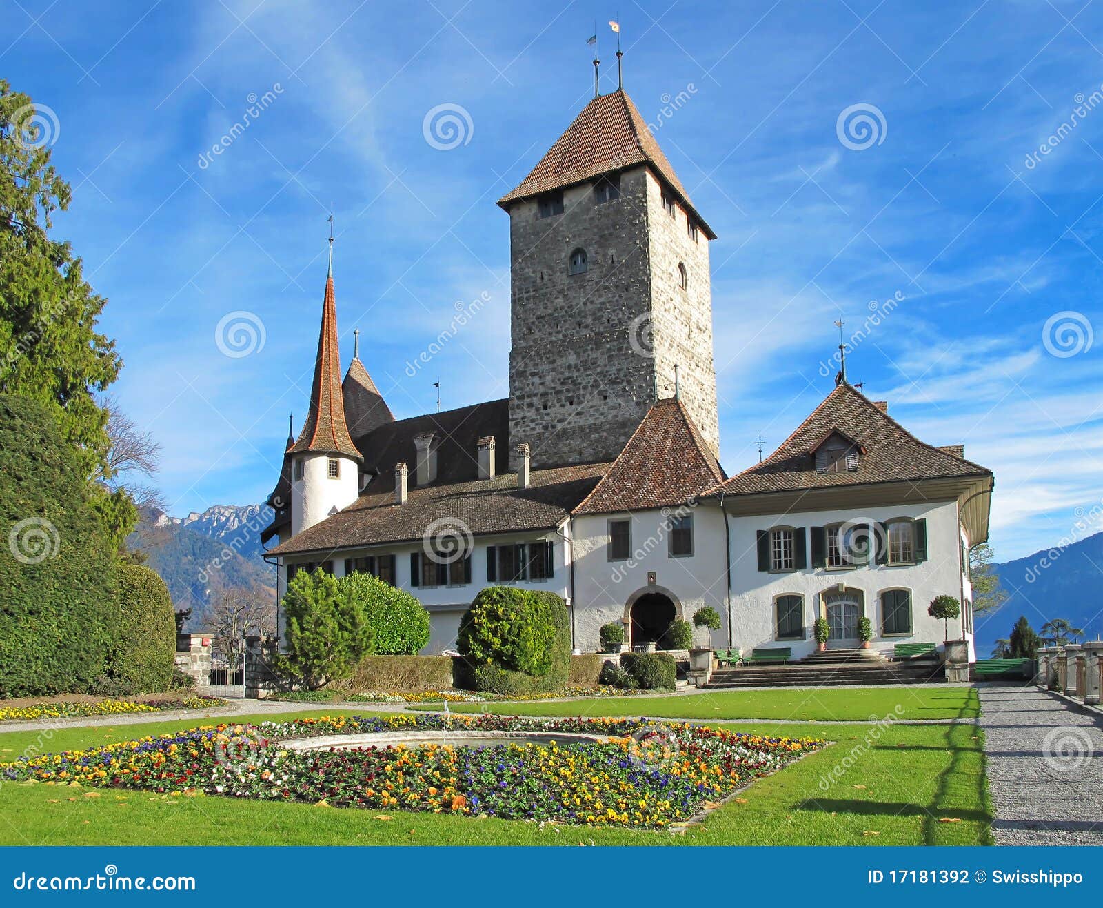 Spiez castle stock photo. Image of europe, history, mountain - 17181392