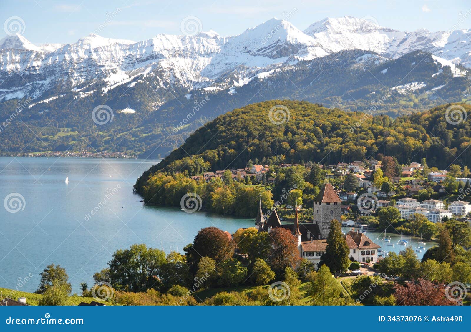 Spiez Castle, Switzerland stock photo. Image of fortification - 34373076