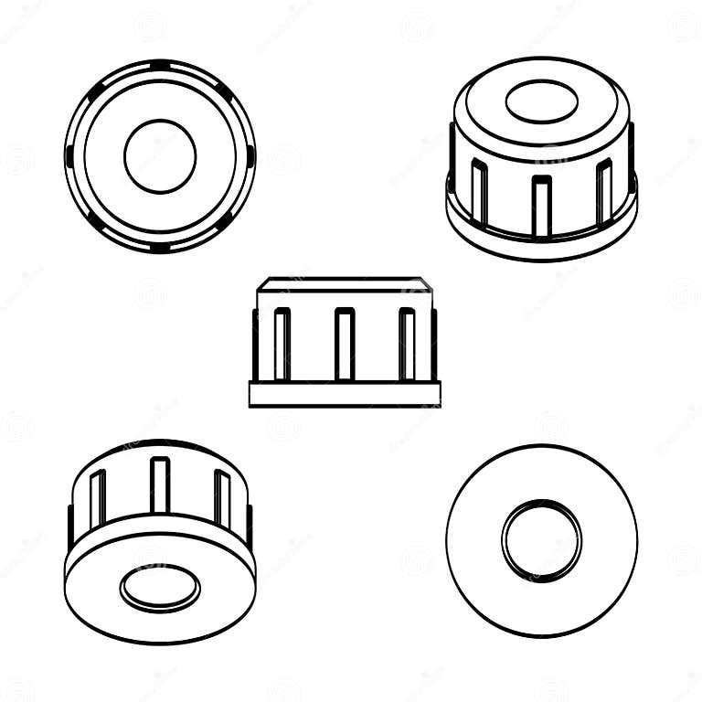 Spigot, Cap, Threaded Sleeve, Insert Vector Set Stock Vector ...