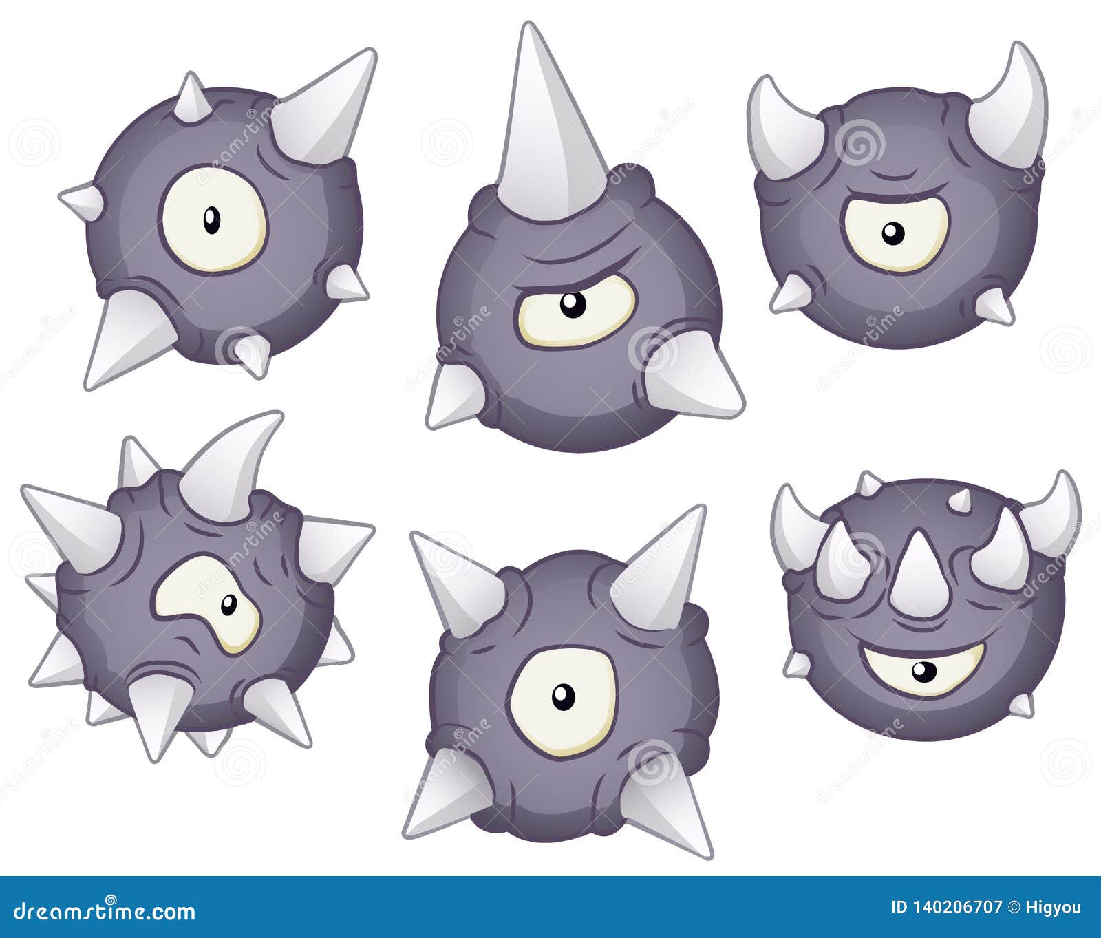 Spike Eye Cartoon Design Element Set Stock Vector - Illustration of ...