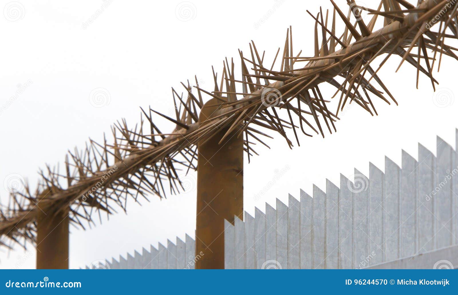 Spiked fence stock photo. Image of defense, blue, barrier - 96244570