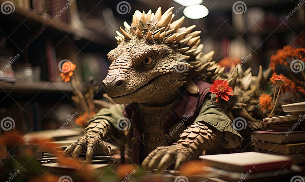 Spiked Lizard Statue stock image. Image of texture, sculpture - 314749641