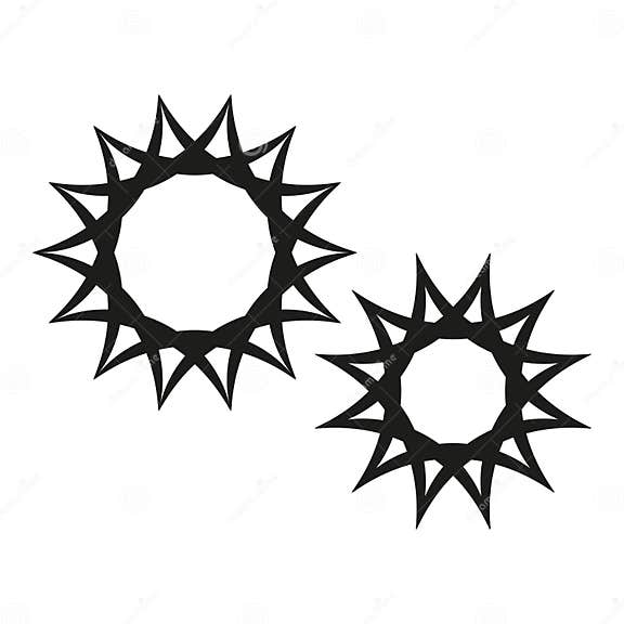 Spiked Shapes. Abstract Vector Icons. White Pattern on Black. Dynamic ...