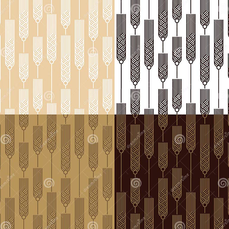 Spikelets Seamless Patterns. Set of Different Backgrounds. Patterns for ...