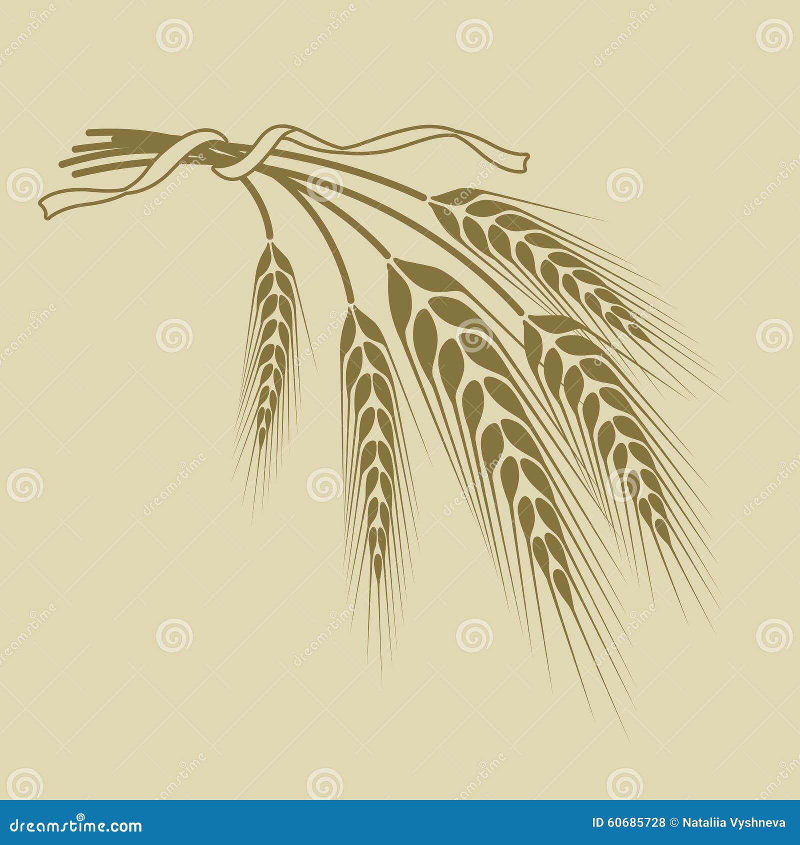 Wheat Tied With A Ribbon Vector Illustration | CartoonDealer.com #63310842