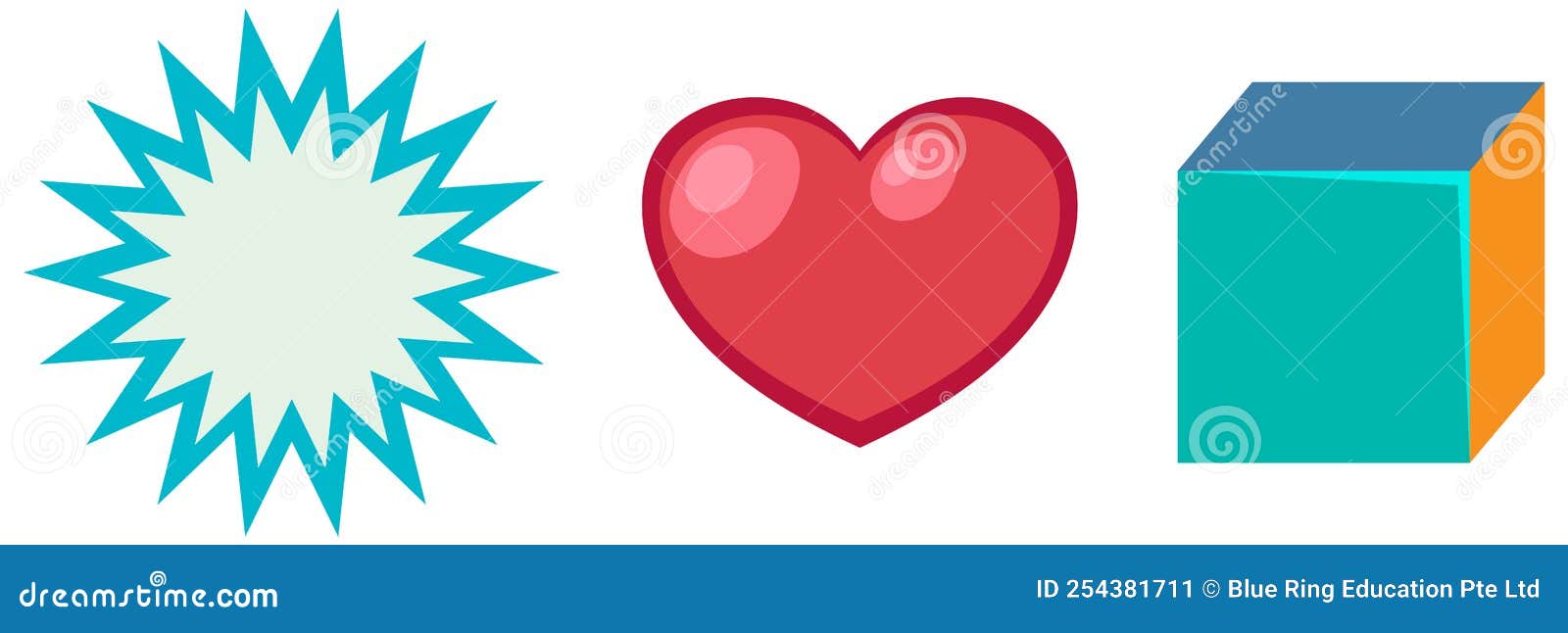Spiky Bubble and Red Heart and Cube Stock Vector - Illustration of ...