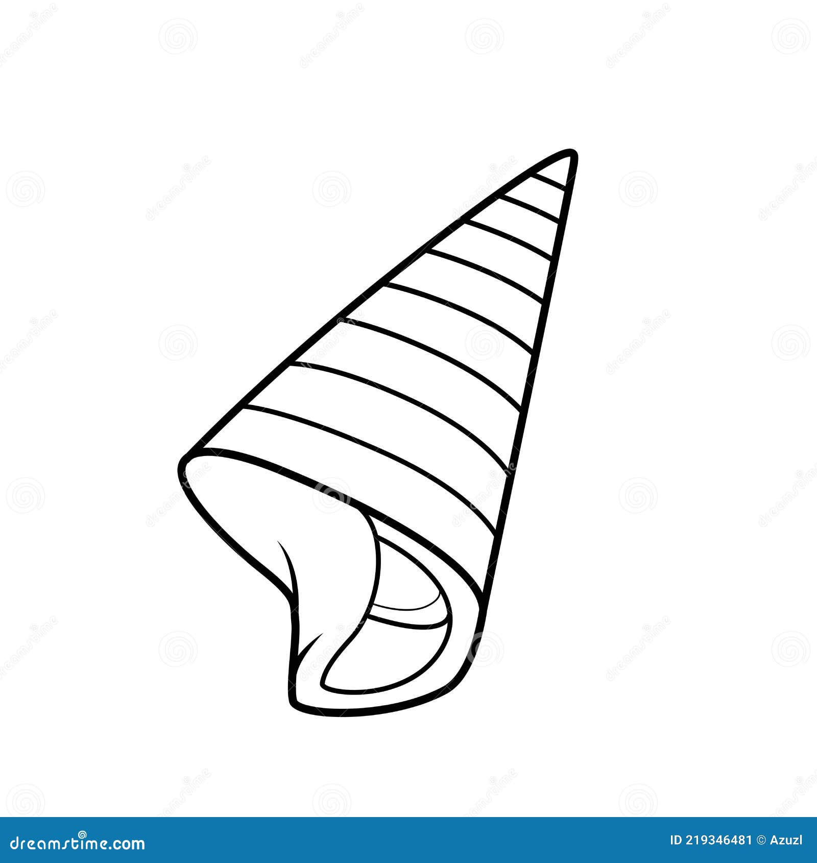Spiky Cone Shell Outlined for Coloring Page Isolated on White Stock ...