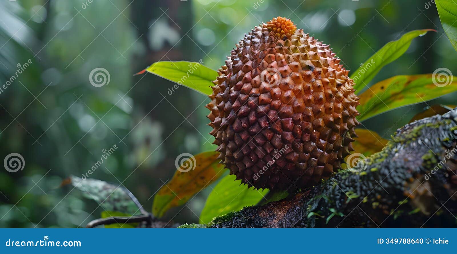 Spiky Fruit on a Tree Branch in a Tropical Rainforest - Realistic Image ...