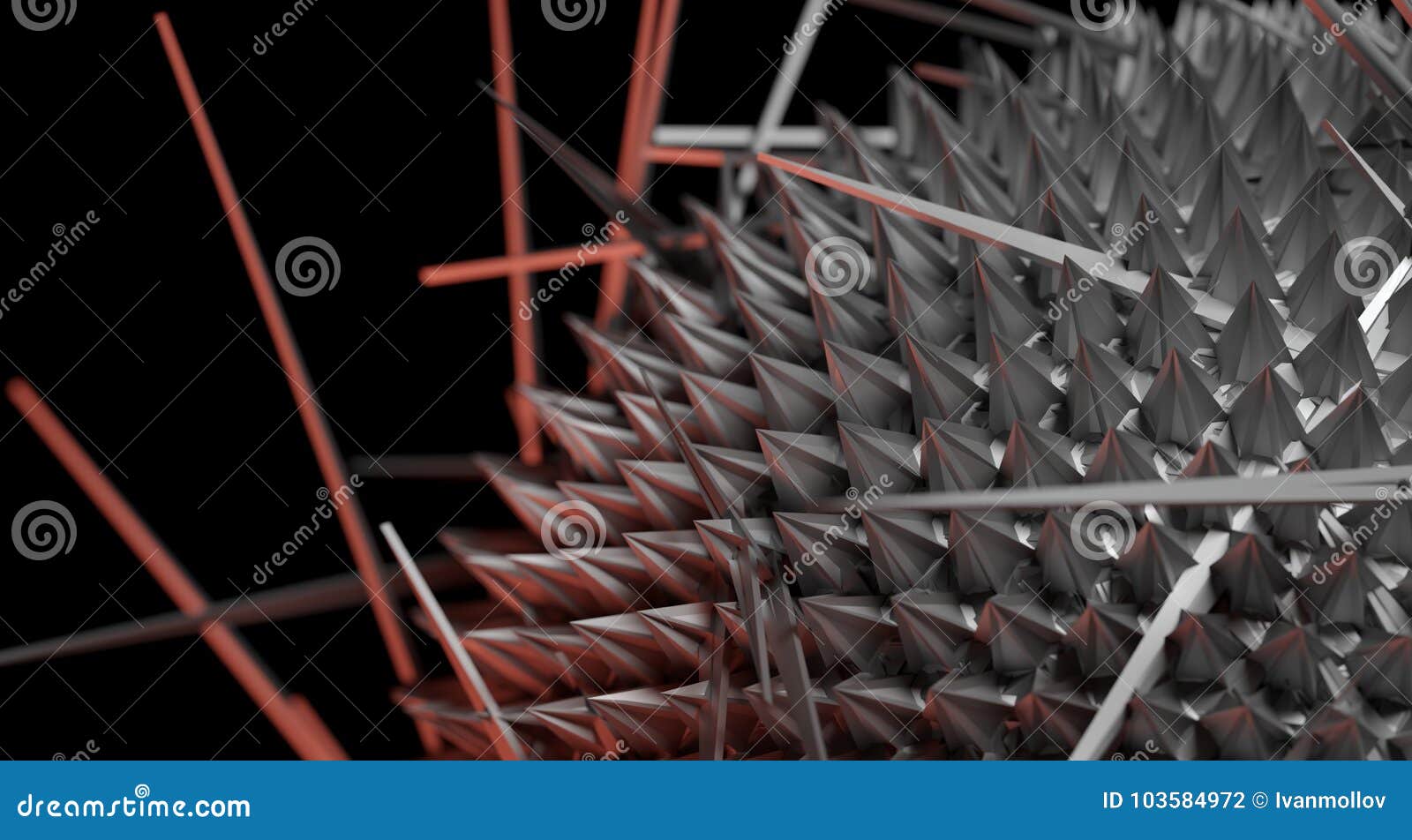 Spiky Metal Sphere on Dark Background Closeup Stock Illustration ...