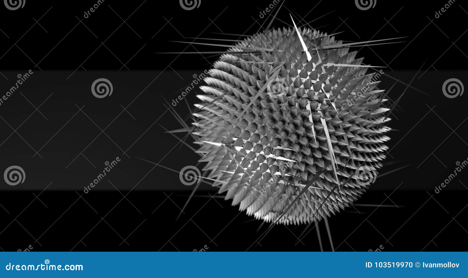 Spiky Metal Sphere on Dark Background Stock Illustration - Illustration ...