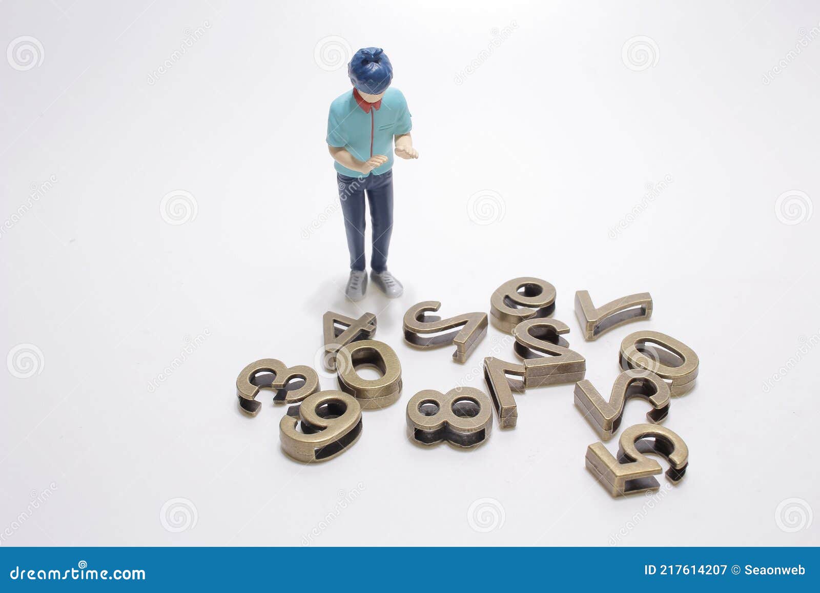 The Spill of the Metal Number, the Figure Feeling Confusion Stock Image ...