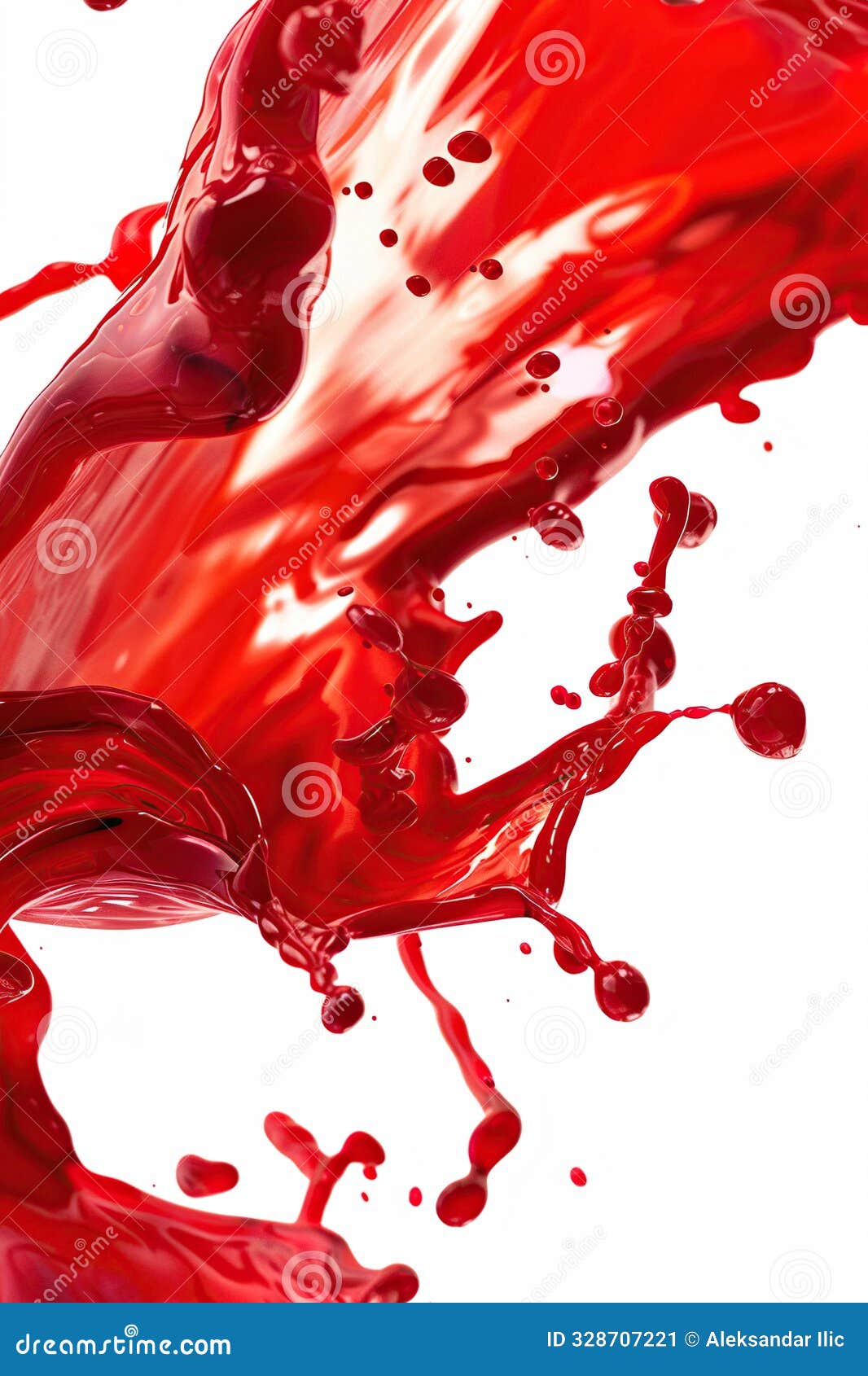 Spill or Splash of Red Liquid Isolated on White Background. Generative ...
