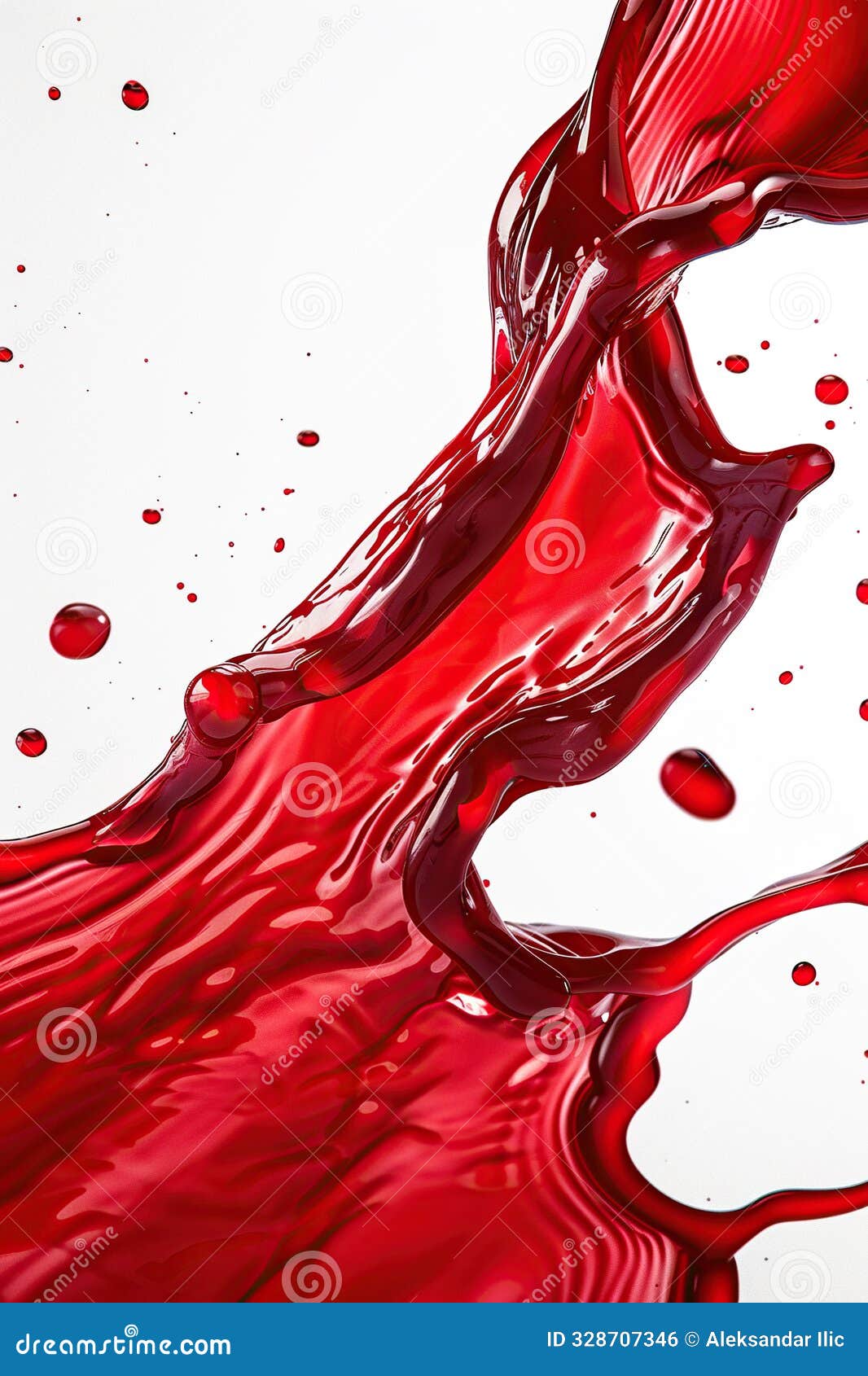 Spill or Splash of Red Liquid Isolated on White Background. Generative ...