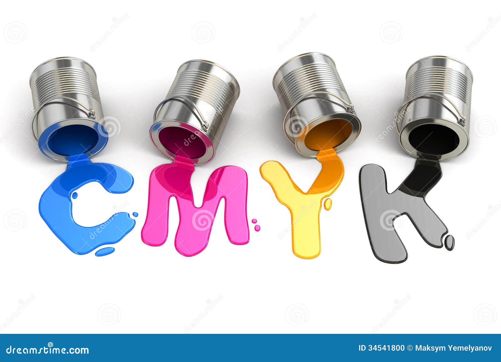 Spilled CMYK paint. 3d stock illustration. Illustration of improvement ...