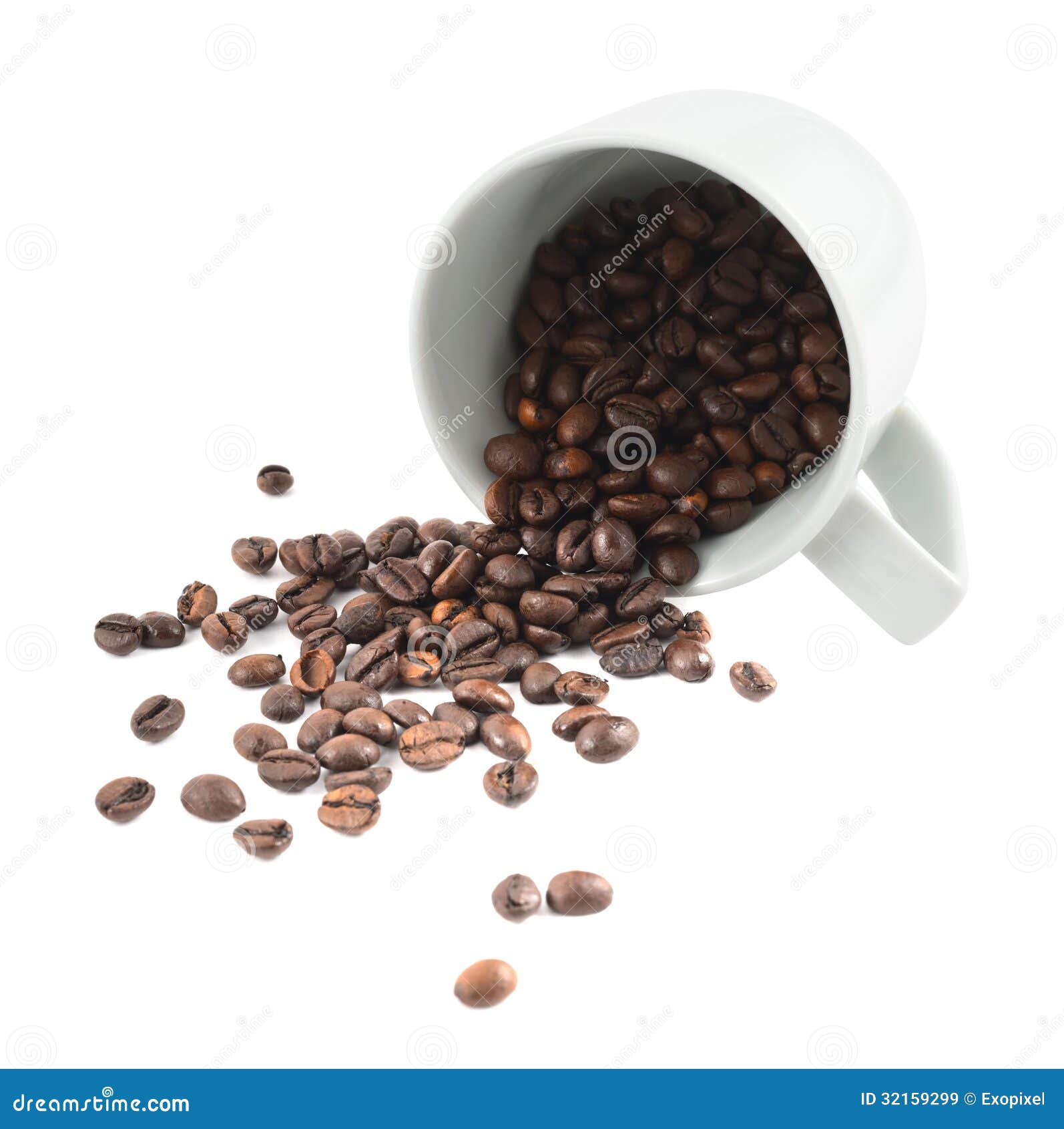 Spilled Coffee Beans From The Cup Isolated Royalty Free Stock Images ...