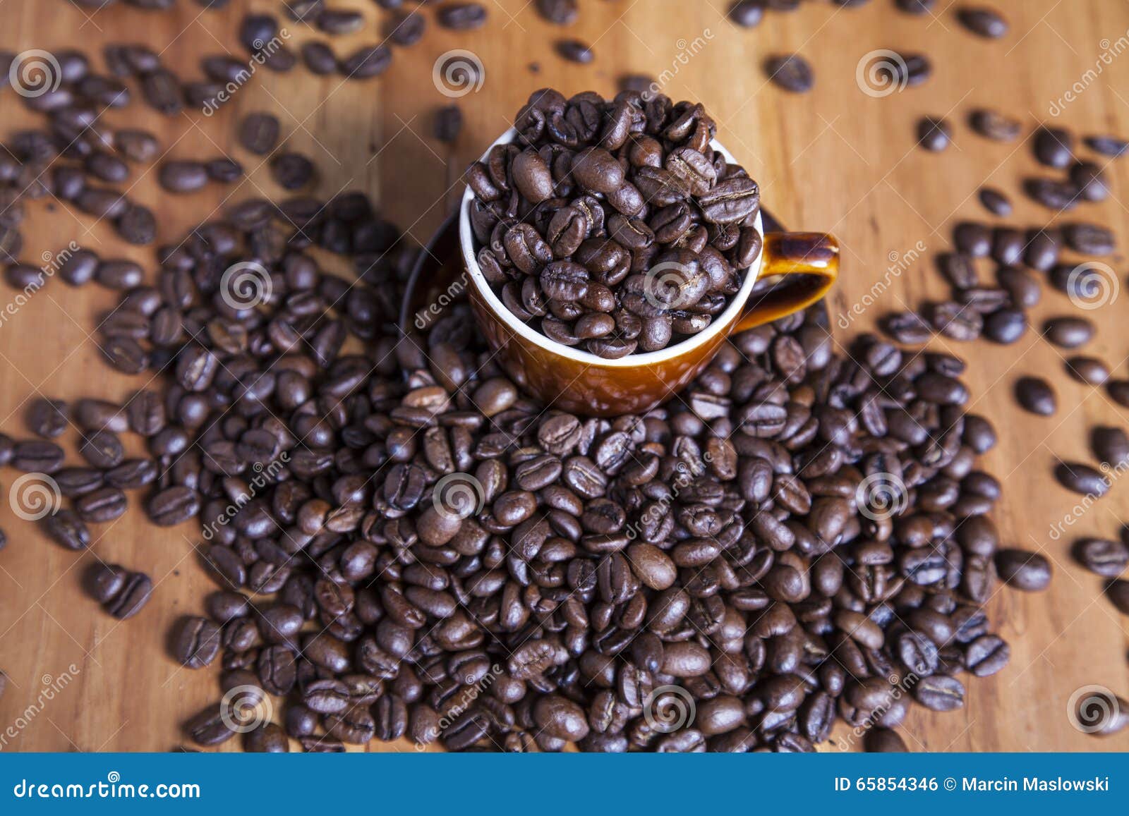 Spilled Coffee Beans on the Table Stock Photo - Image of black, bean ...