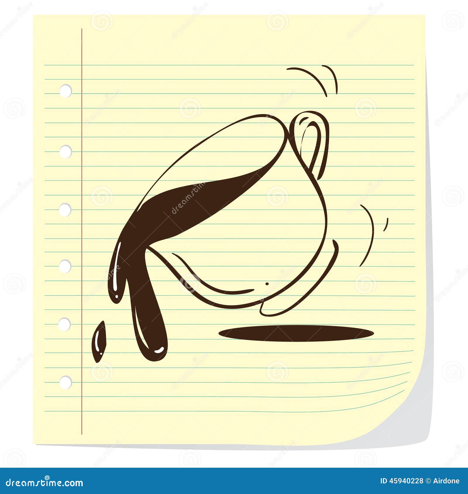 Spilled Coffee Doodle stock vector. Illustration of drawing - 45940228